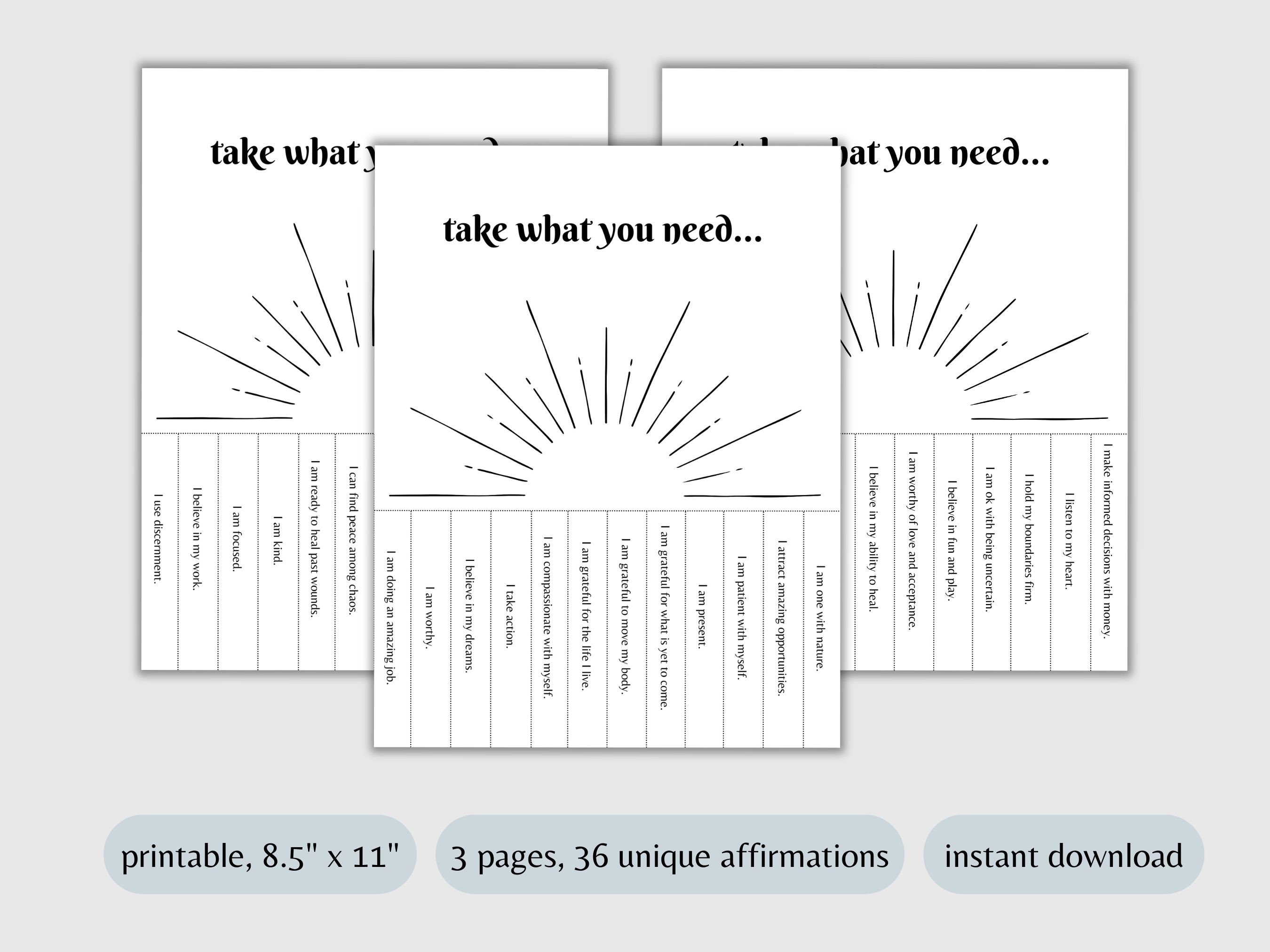 Take What You Need - Affirmations - Printable Poster - Etsy