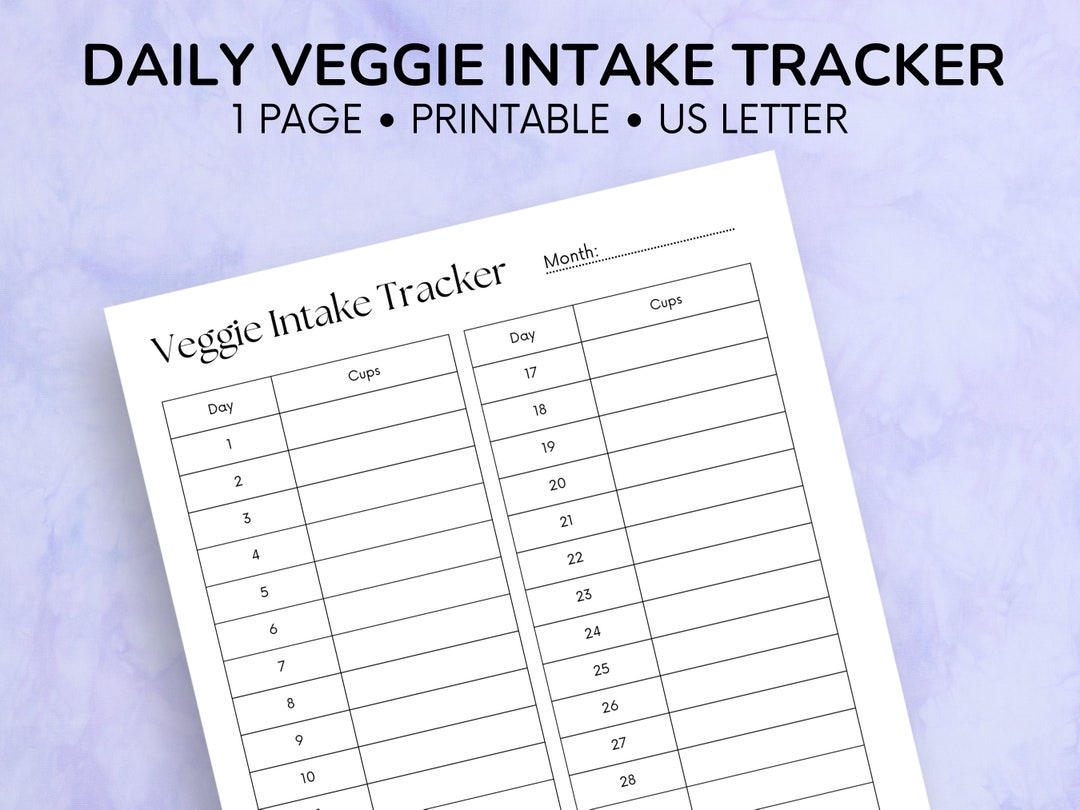 Daily Veggie Intake Tracker Printable - Etsy