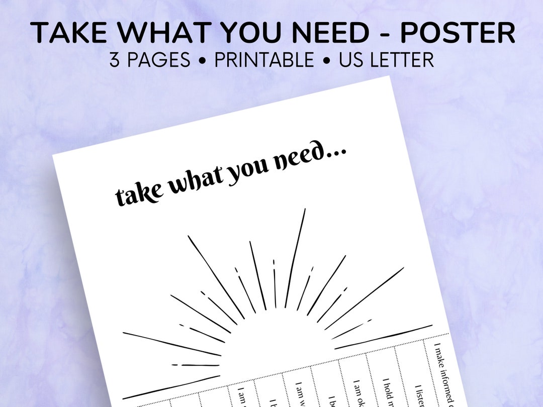 Take What You Need Affirmations Printable Poster - Etsy