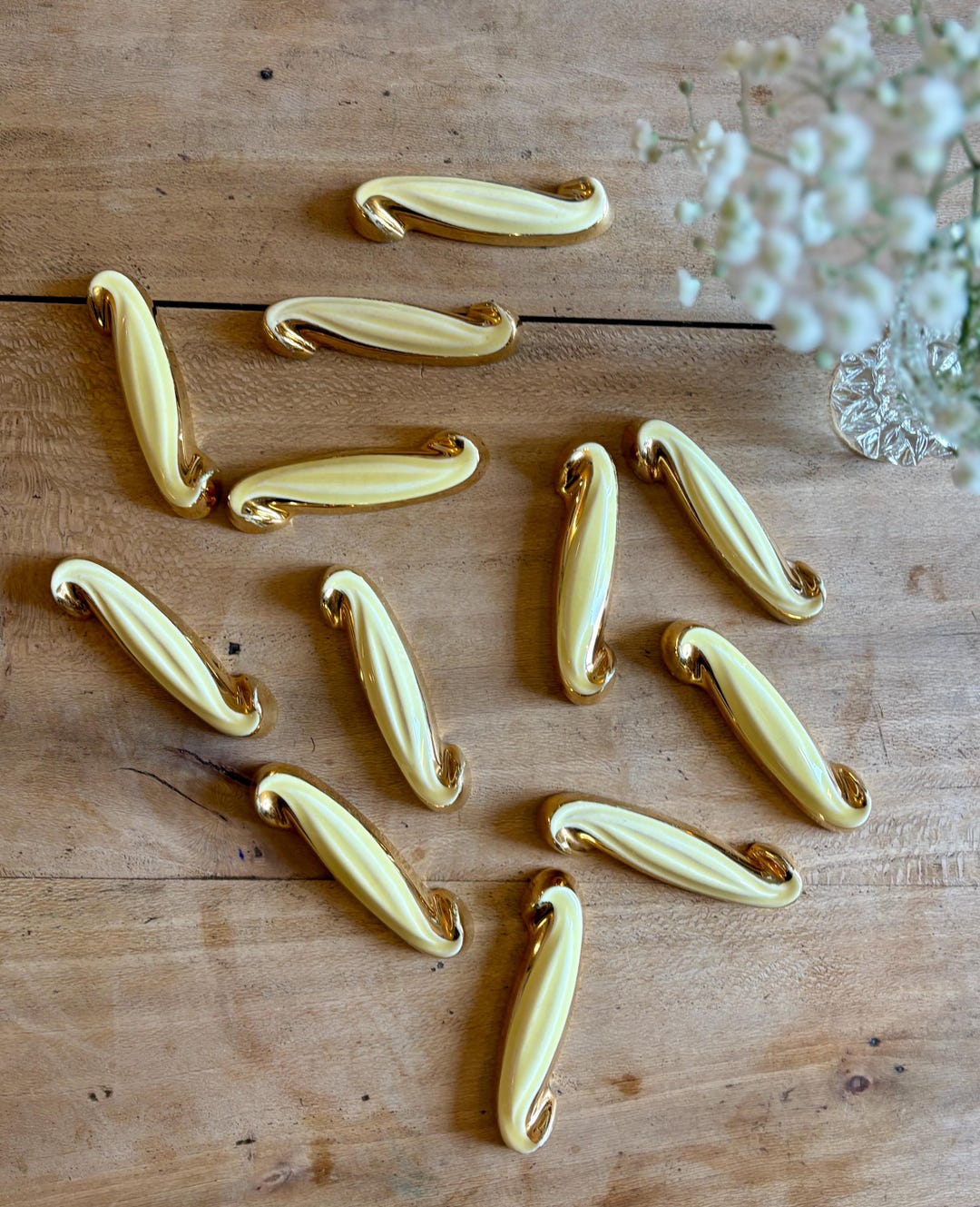 Set of 12 Vintage Art Deco Yellow and Gold Ceramic Knife Rests - Etsy