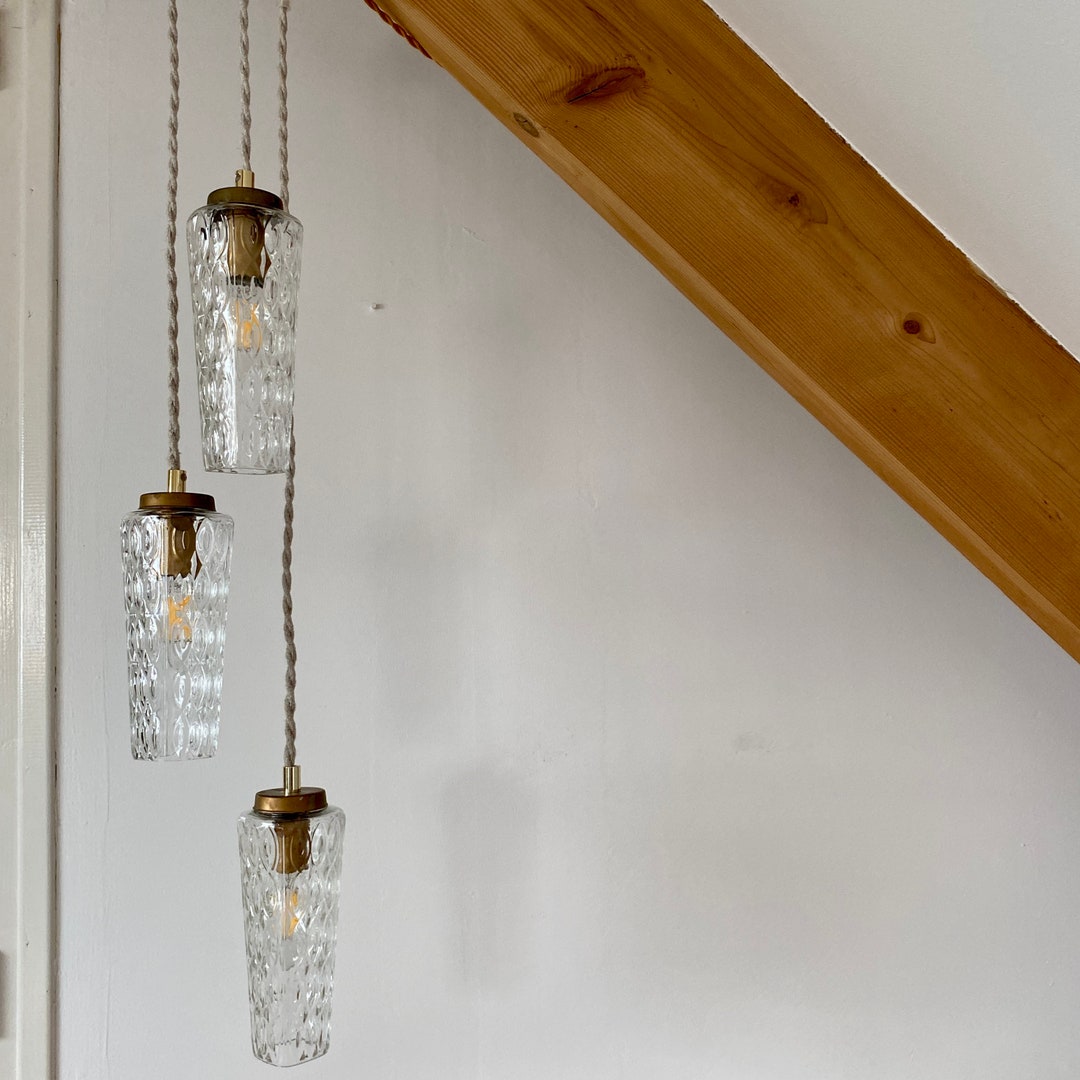 Waterfall Pendant Light With Three Vintage Glass Globe Lights - Etsy
