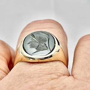 9ct Gold Centurion's Head Signet/dress Ring. Real Heamatite Stone ...