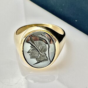 9ct Gold Centurion's Head Signet/dress Ring. Real Heamatite Stone ...