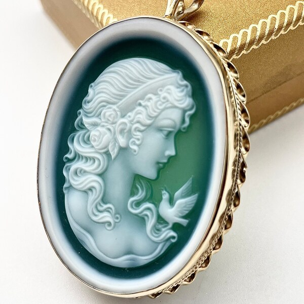 Green Cameo - Etsy