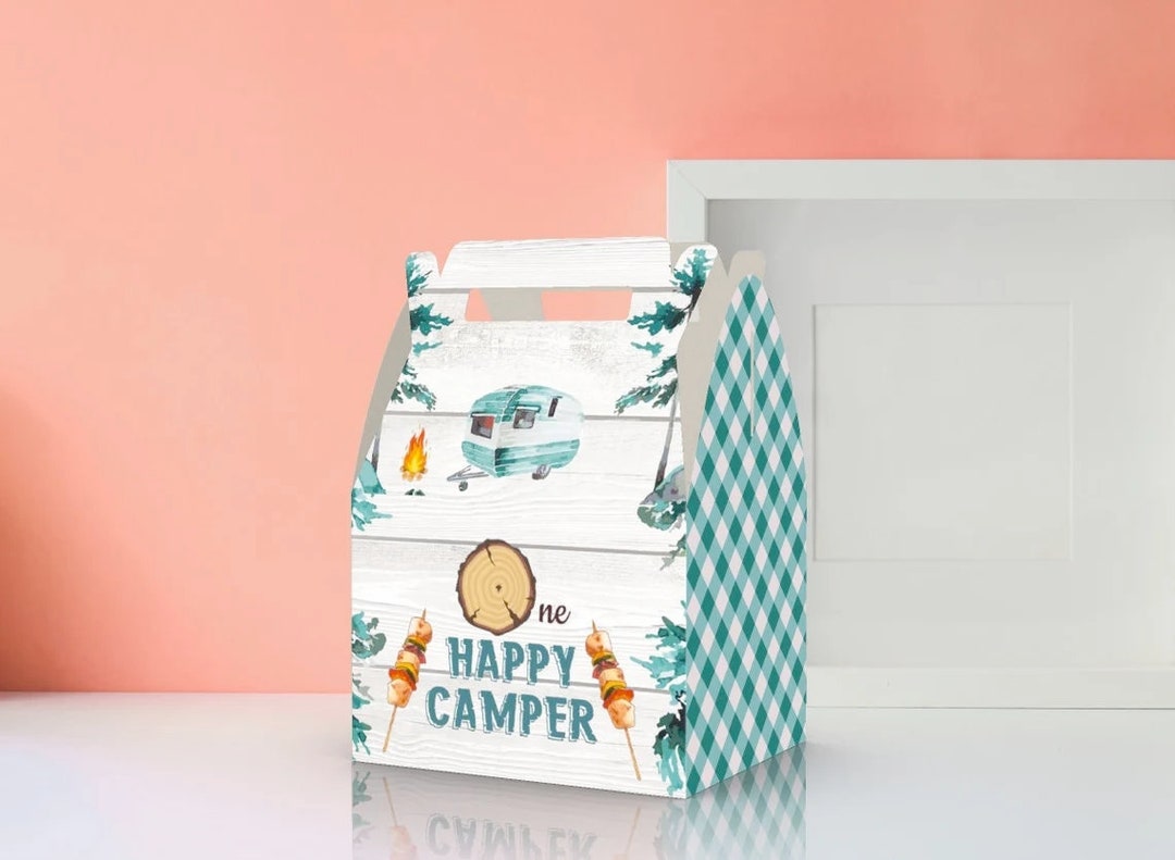 One Happy Camper | Fire | Party Favor Boxes | Birthday | Baby Shower ...