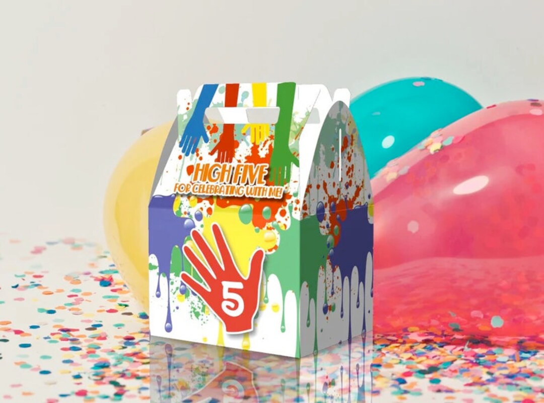 Colorful High Five Theme | Party Favor Boxes | Birthday | Baby Shower ...