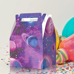 Purple Planets | Galaxy | Space | Party Favor Boxes | Birthday | Baby ...