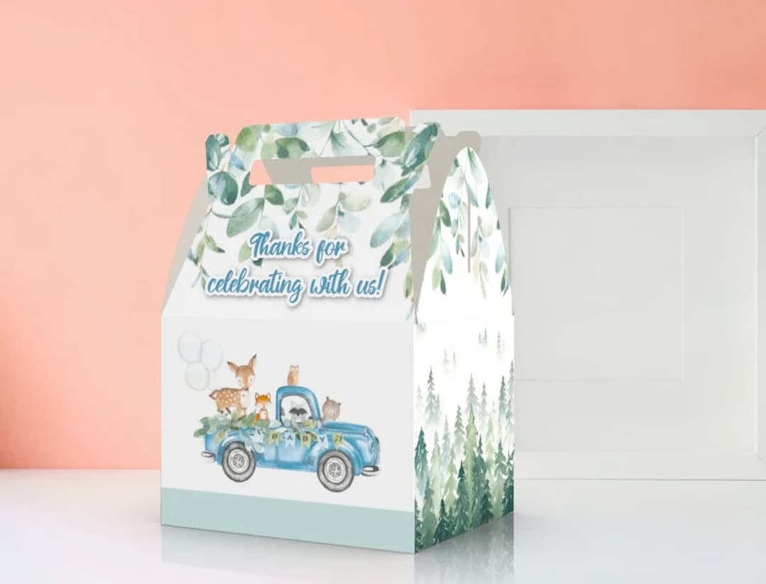 Forest Animal | Theme | Party Favor Boxes | Blue | Baby Shower ...