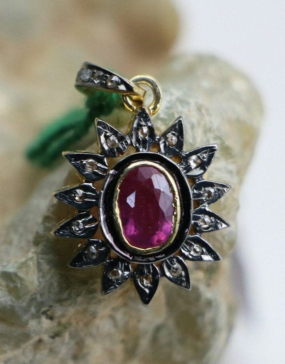 Spectacular pendant Ruby With Diamond Stunning Pendant/ Ruby | Etsy