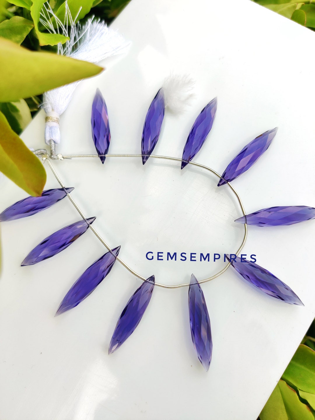 AAA Iolite Quartz Marquise Beads: Faceted Purple Gemstone (30x7mm, 10 ...