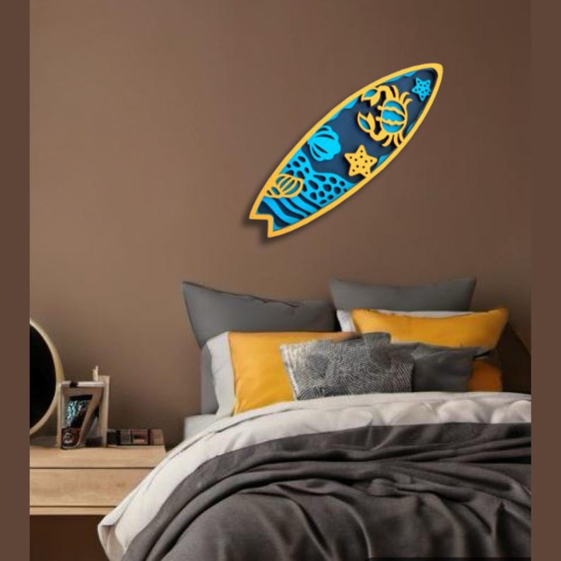 3D Surf Board - Laser Cut Wall Decor - Etsy