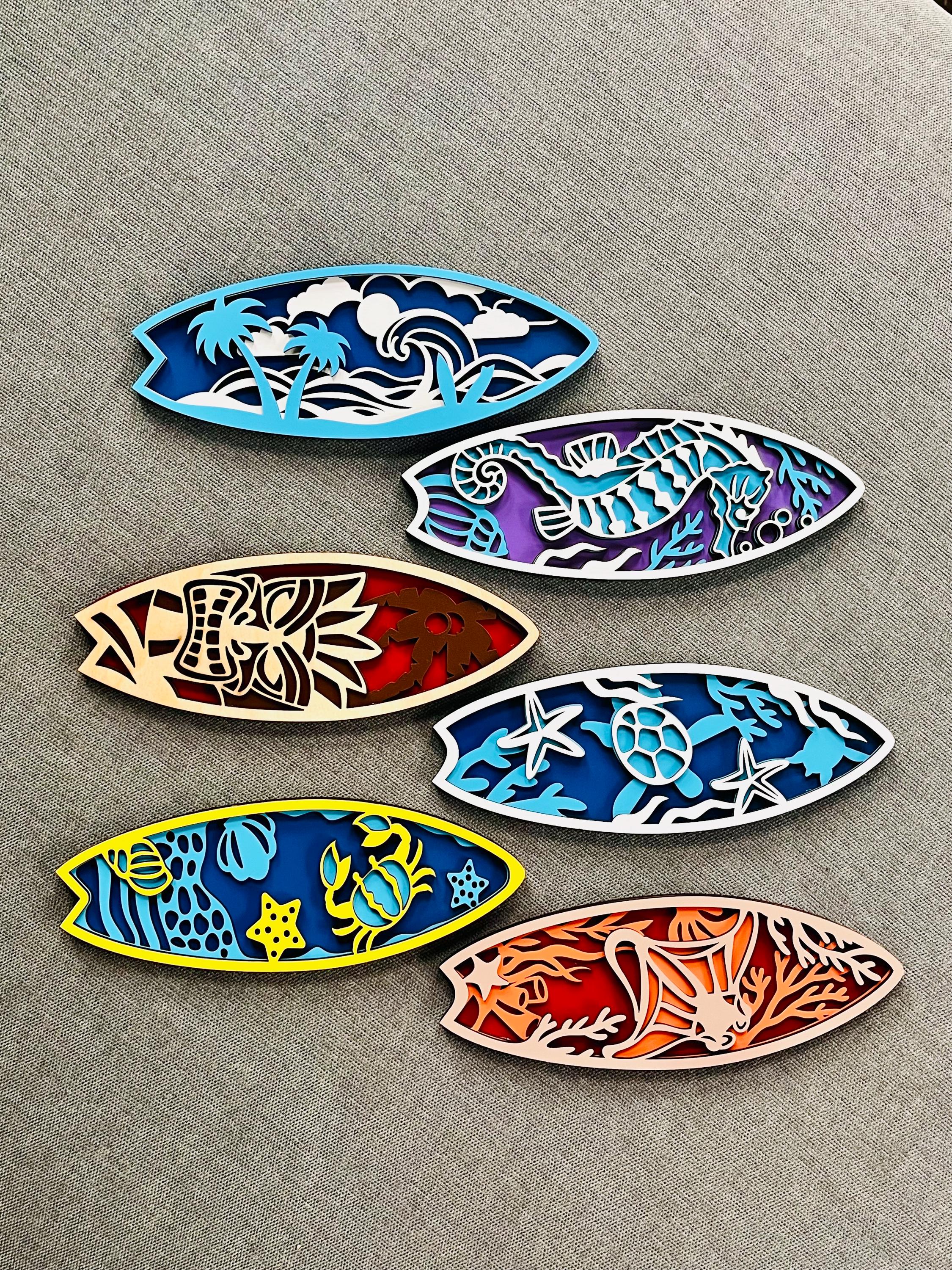 3D Surf Board - Laser Cut Wall Decor - Etsy