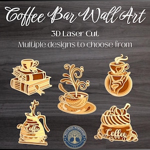 Coffee Bar Wall Art - 3D Laser Cut - Multiple Designs - Etsy