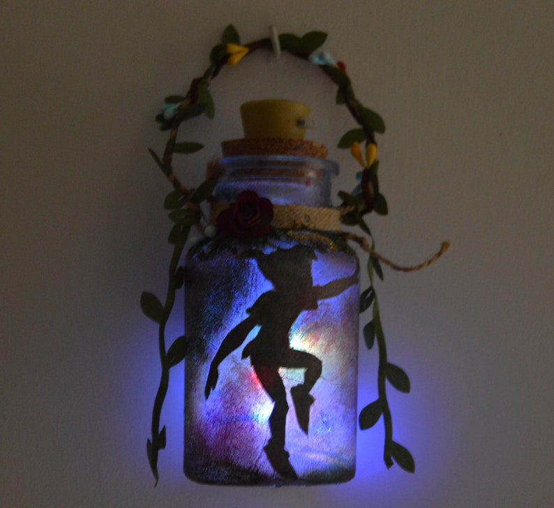Magic Jar Lantern Peter Pan and TinkerBell shadow night - Etsy España