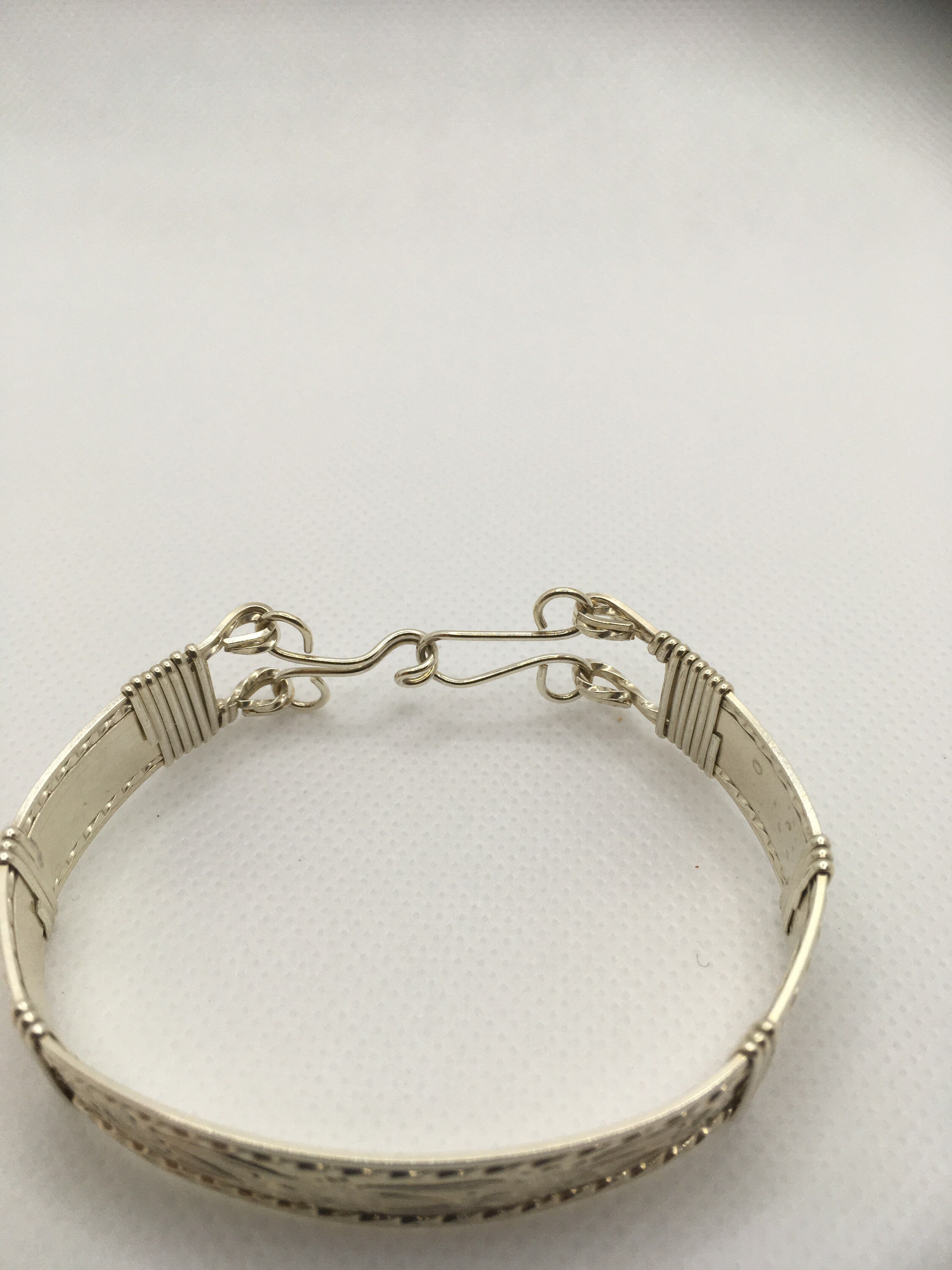 Sterling Silver Patterned Wire Bracelet Trimmed in Gold Filled Wire. - Etsy