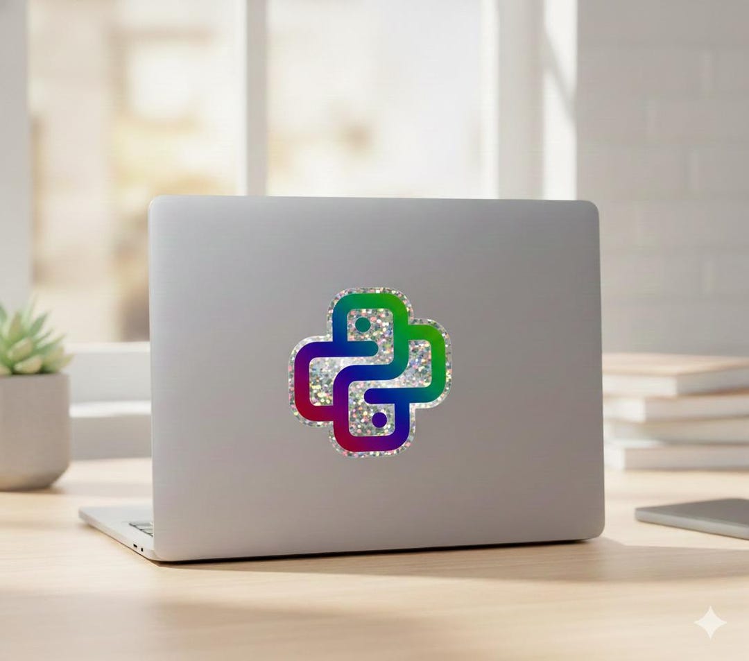Python Logo Vinyl Sticker | Glitter Background - Etsy