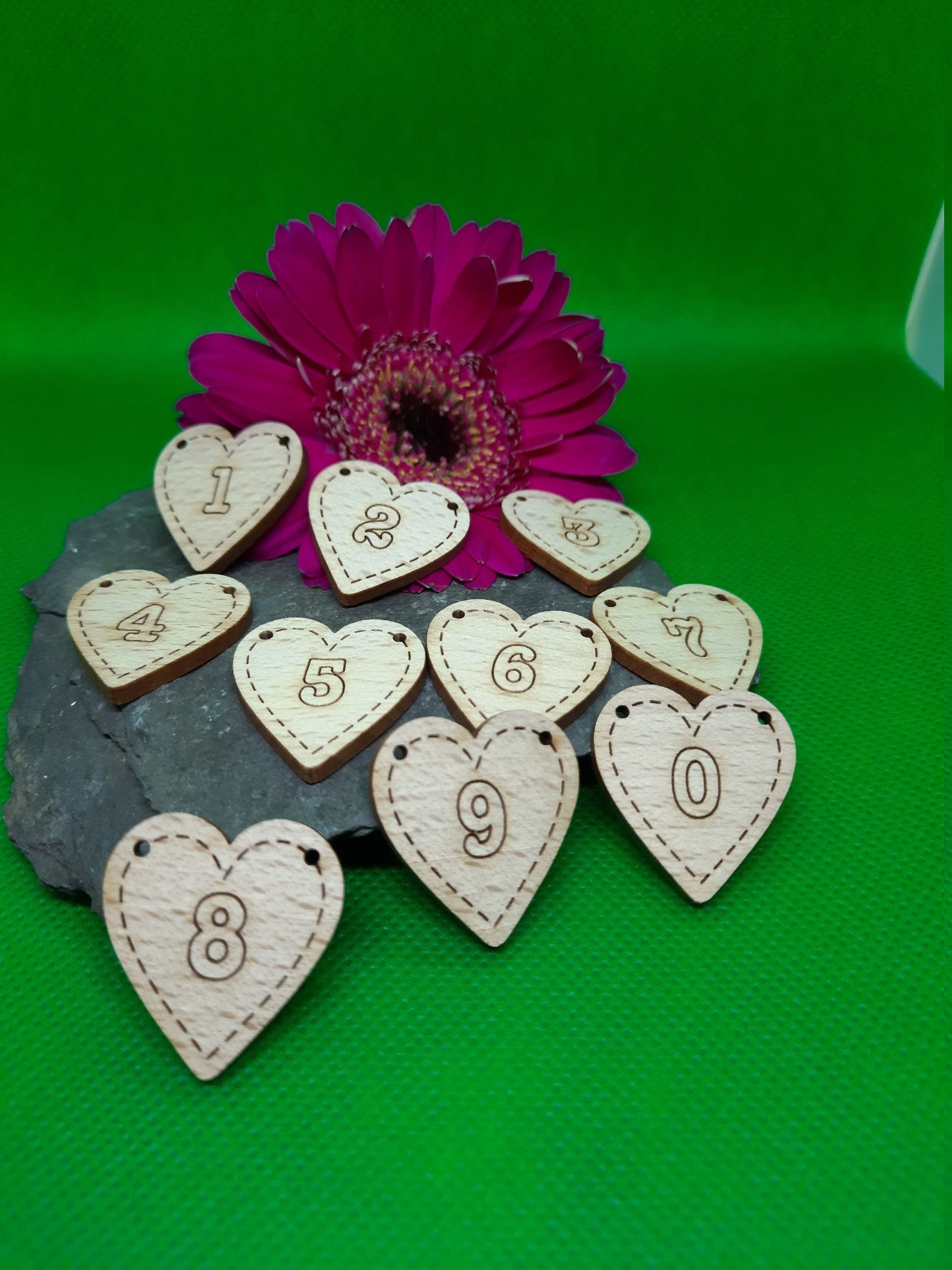 Wooden Heart Shaped Number Buttons. Full Set 0-9 - Etsy