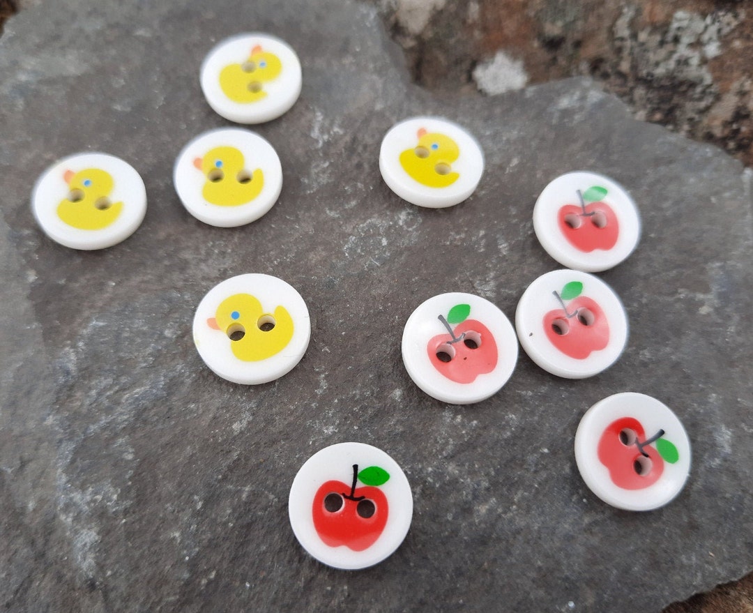 11mm Duck and Apple Cutsie Buttons. 5 Pieces per Pack - Etsy