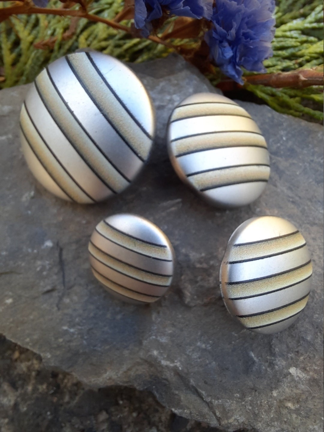 Glorious Two Tone Silver Shank Backed Buttons. - Etsy