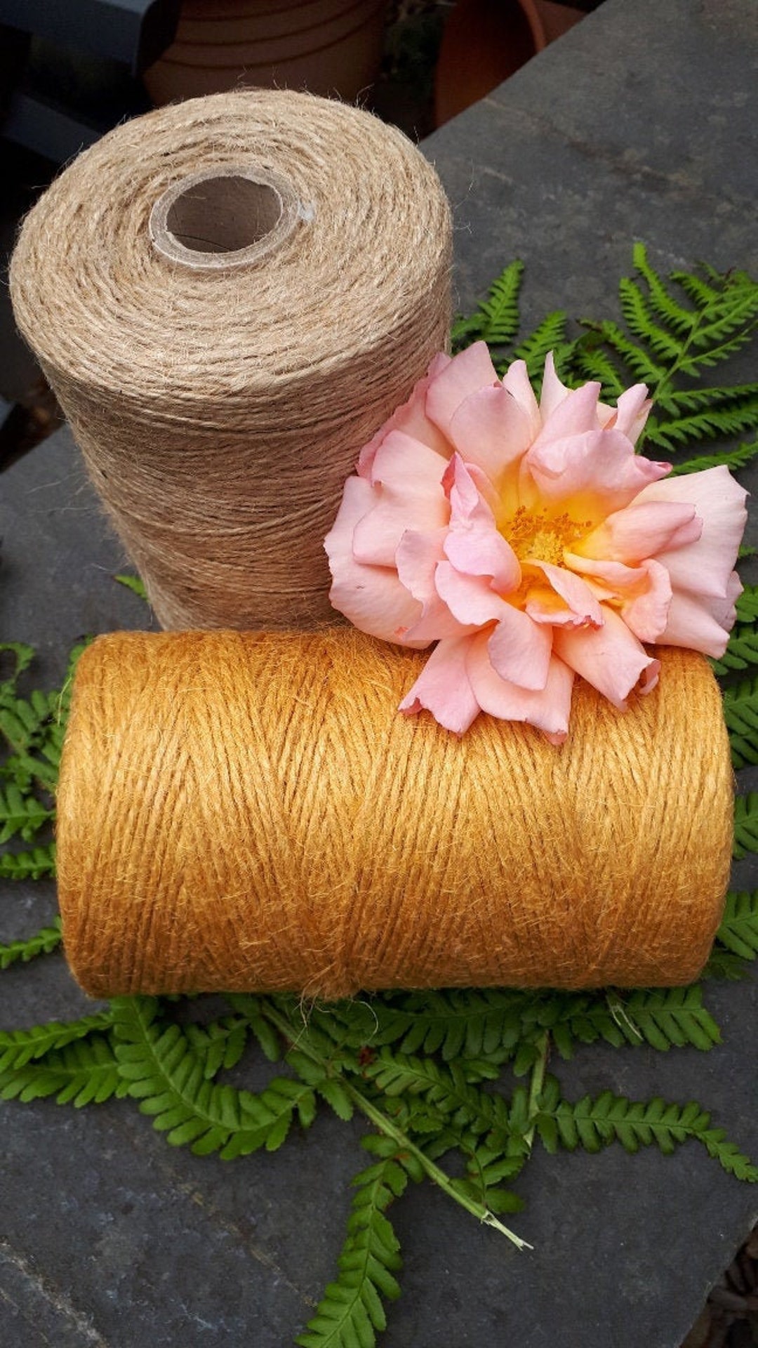 Natural and Gold Selection of 2mm Jute Twine. 5, 10 & 20 Metre Lengths ...