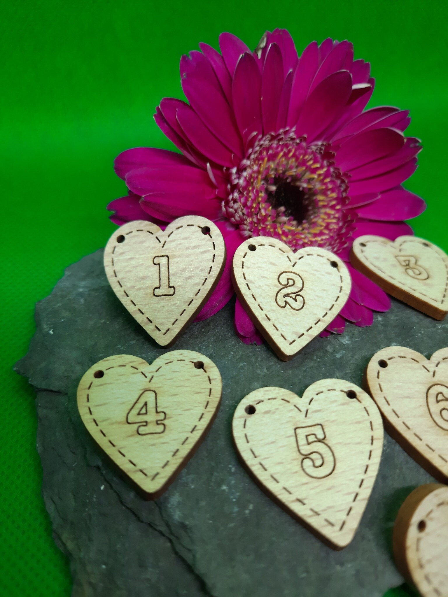 Wooden Heart Shaped Number Buttons. Full Set 0-9 - Etsy