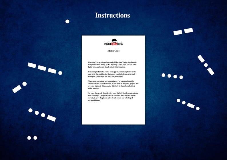Printable Morse Code Guide DIY Escape Room Tool With Instructions for ...
