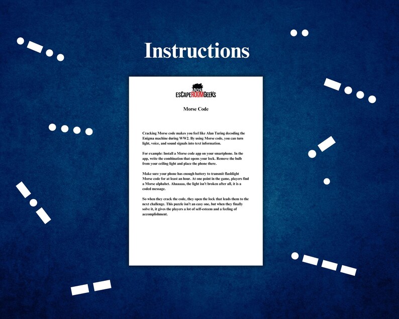 Printable Morse Code Guide - DIY Escape Room Tool With Instructions for ...