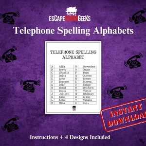 Printable Telephone Spelling Alphabet Template - DIY Escape Room Clue ...