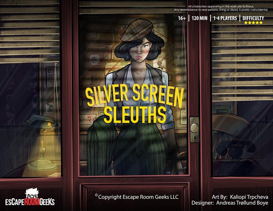 Escape Room for Adults. "silver Screen Sleuths" Printable Escape Room Kit - Etsy