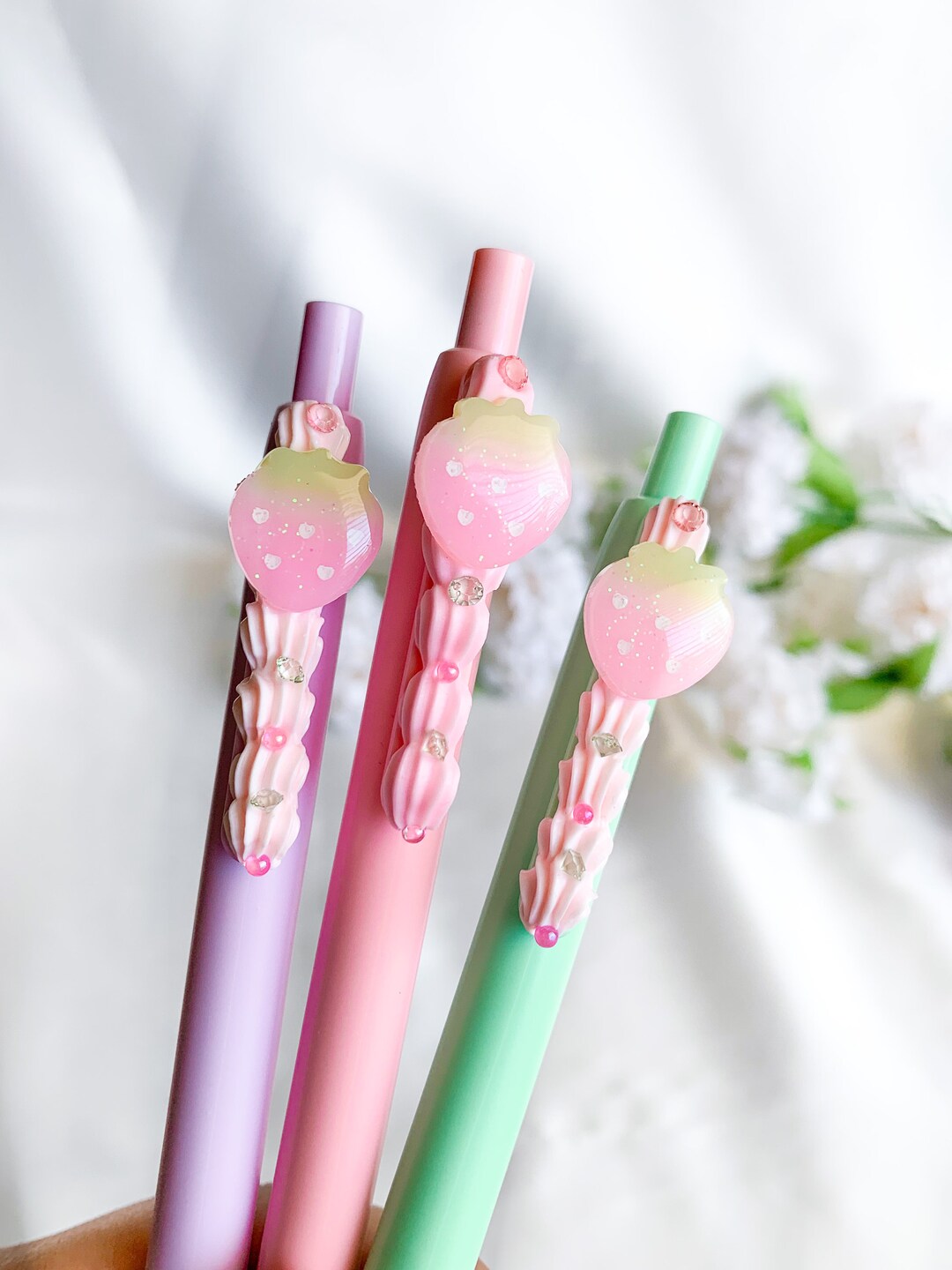 Kawaii Strawberry Dessert Pen | Cute Stationary Pens, for Her, Gel Ink ...