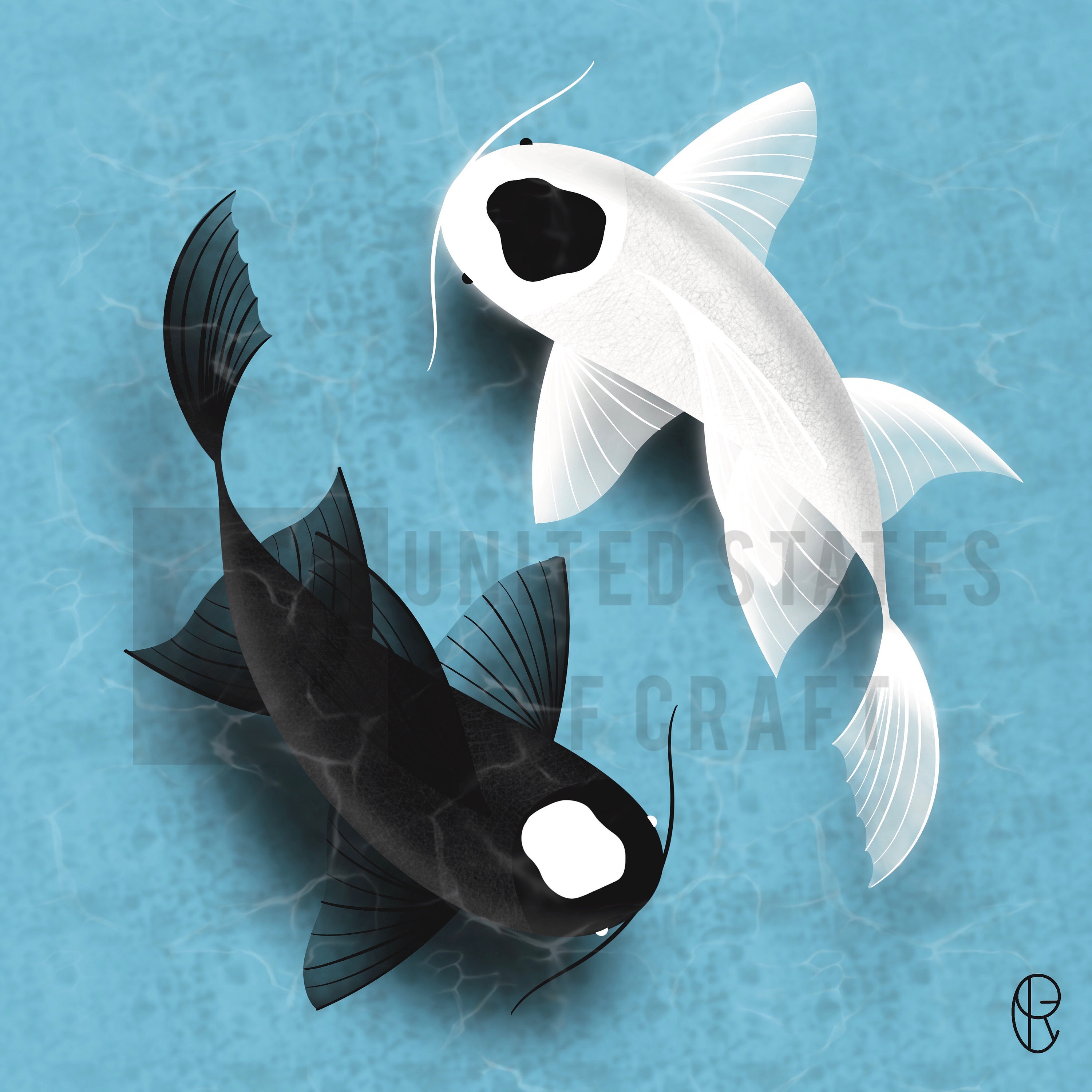 Yin Yang Koi Fish Digital Art Download - Etsy