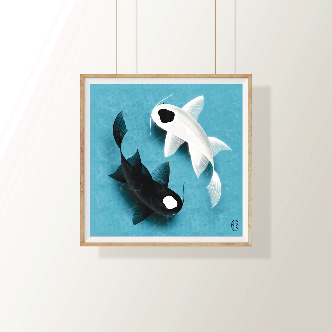 Yin Yang Koi Fish Digital Art Download - Etsy