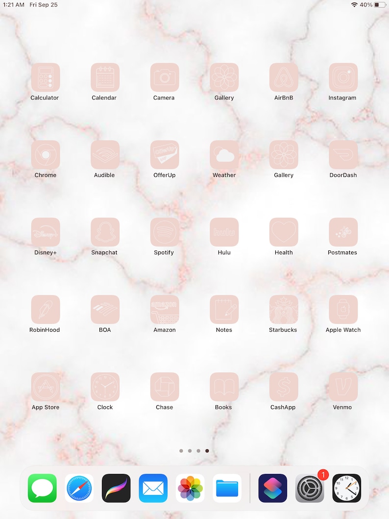30 Pale Pink iPhone App Icon Pack, Ios14 Aesthetic Minimalist - Etsy ...