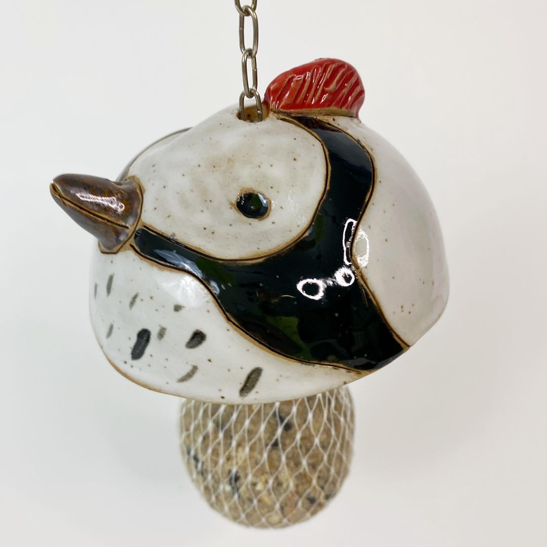 Ceramic Feeding Bell - Woodpecker Bird Bell - Fat Ball Holder - Hand ...