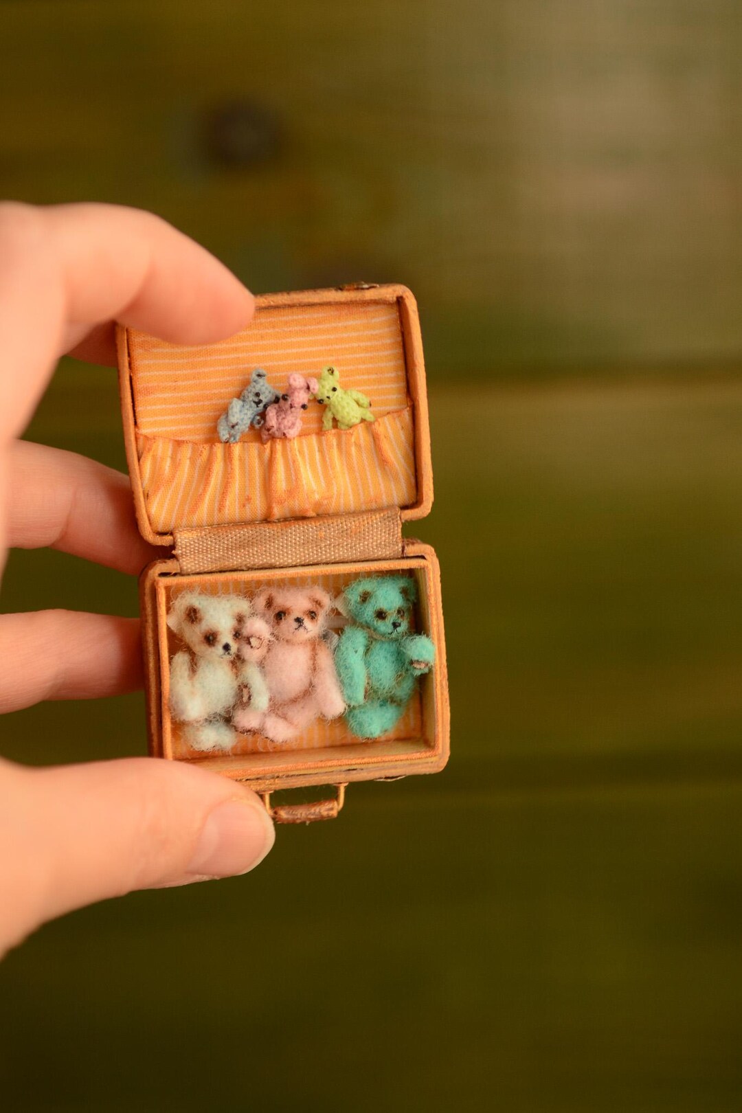 Teddy Bears in the Suitcase OOAK Collectible Dollhouse Teddy Bear ...