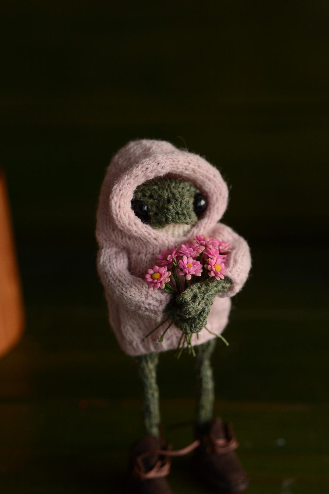 Cute Knitted Frog Wearing a Hoodie - Adorable Plush Toy Famous Frog ...