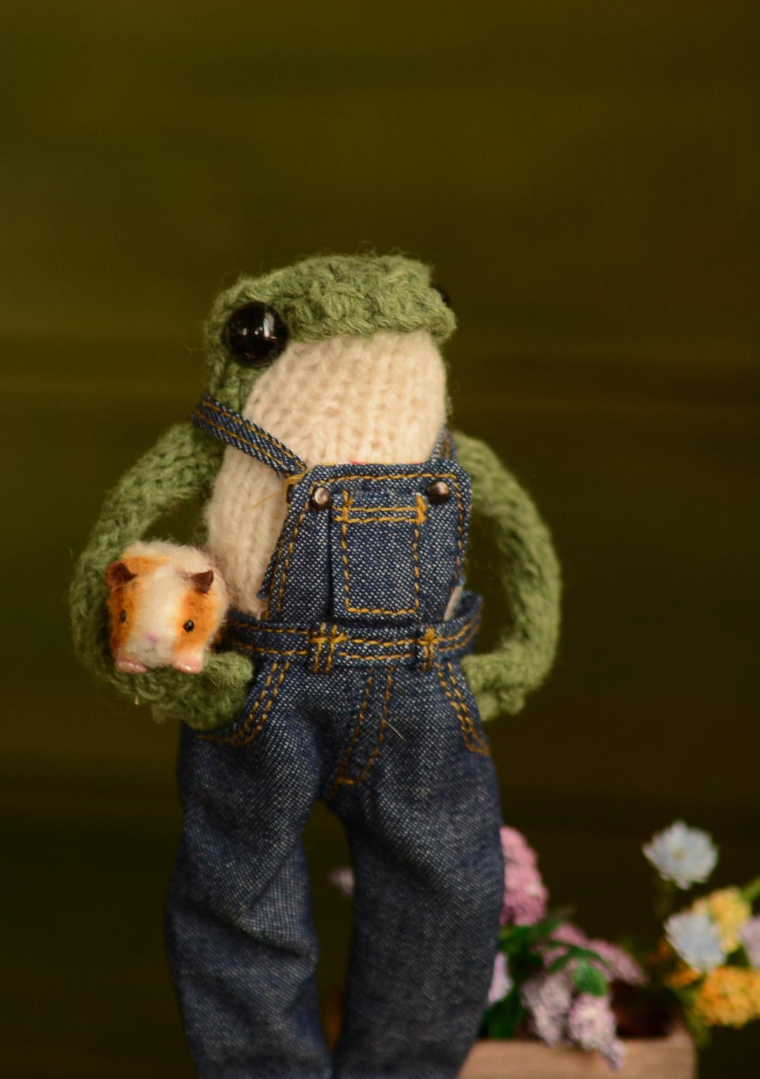 Knitted Frog With Overalls and Shoes. Famous Frog From Tik Tok Ready to ...