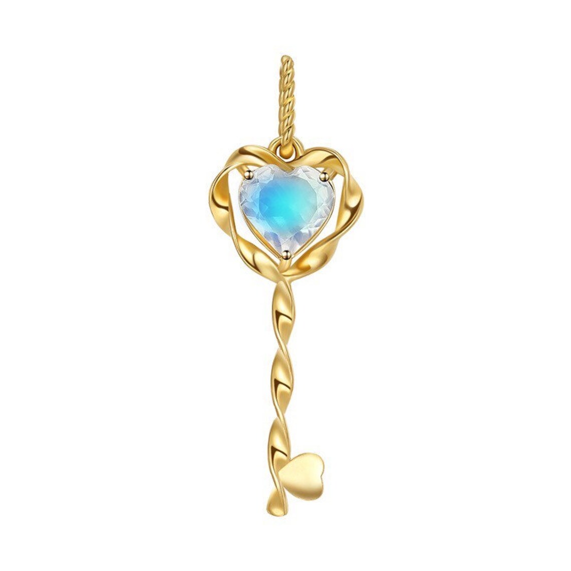 Solid 18k Gold Special Moonstone Key Pendant - Etsy