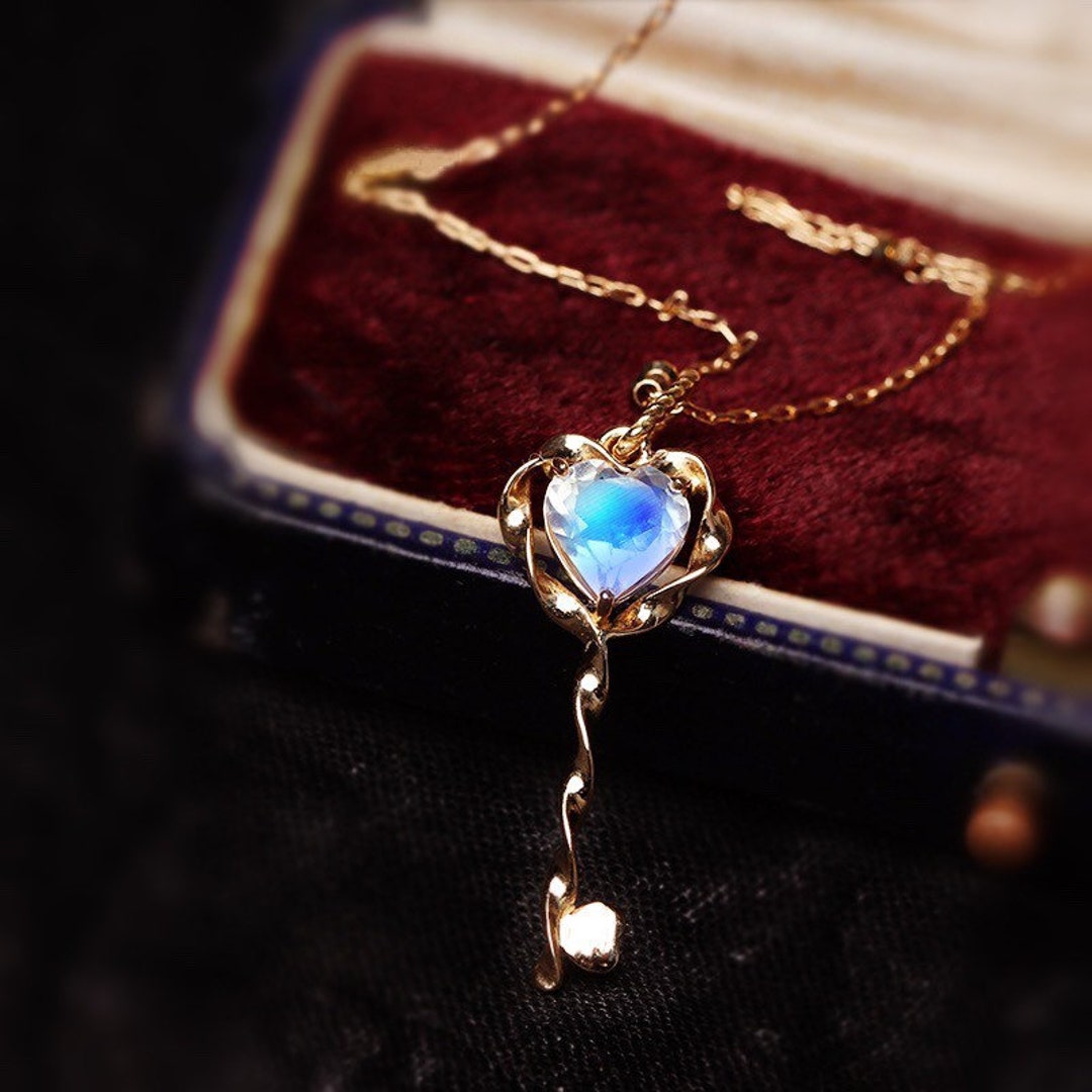 Solid 18k Gold Special Moonstone Key Pendant - Etsy