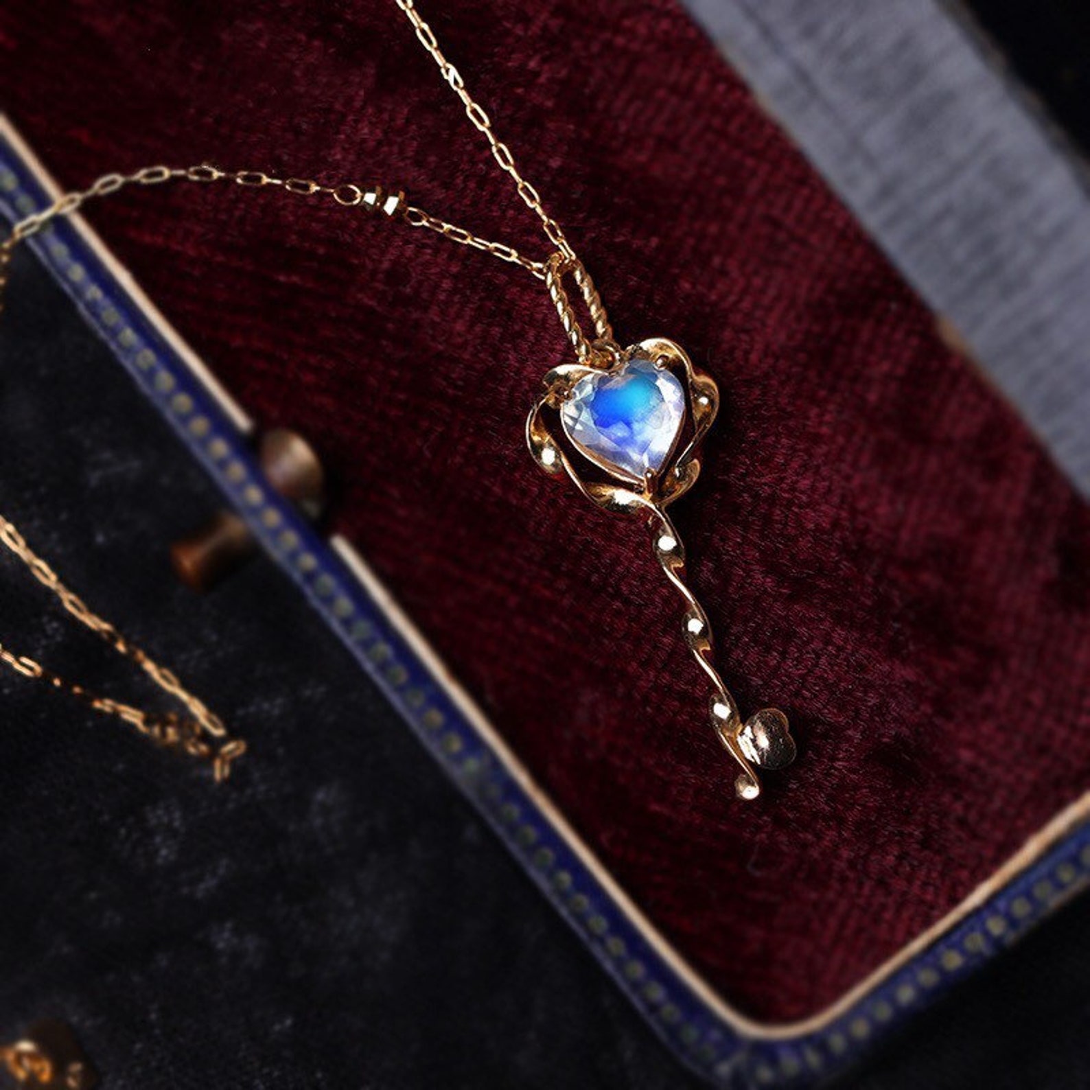 Solid 18k Gold Special Moonstone Key Pendant - Etsy