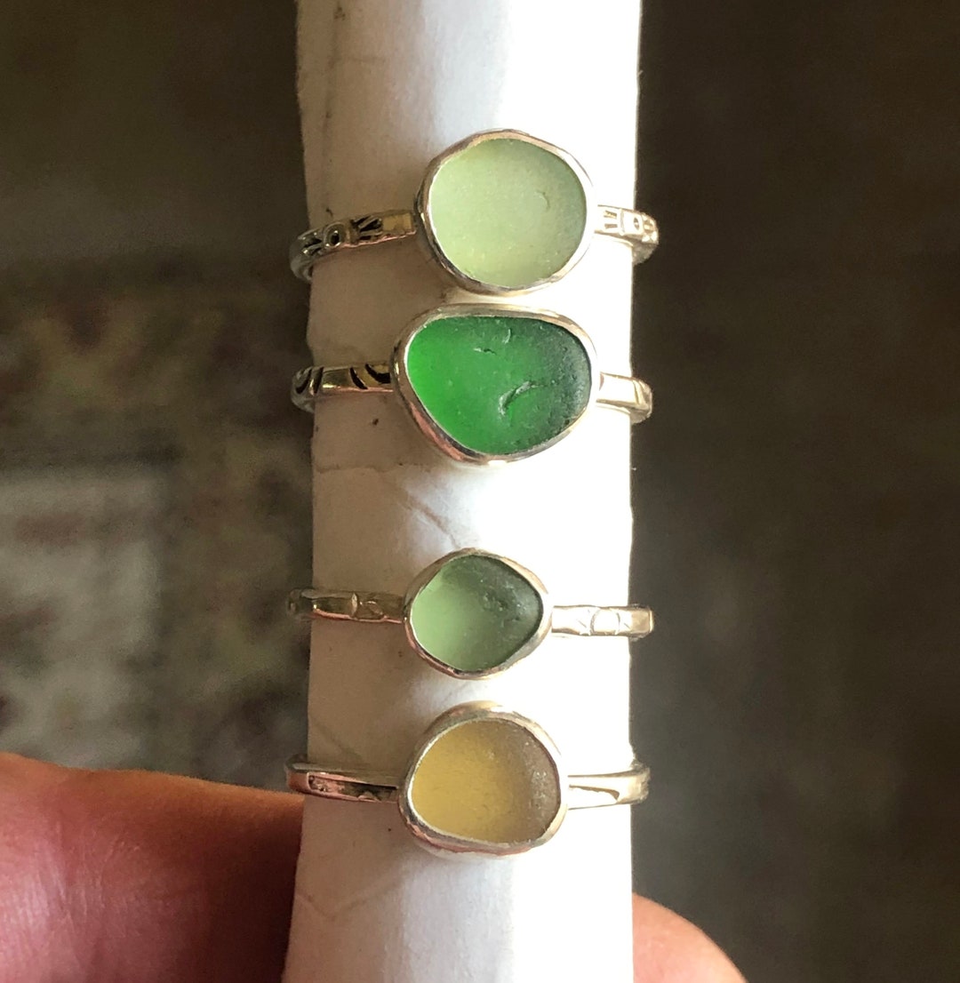 Sea Glass Stack Rings Sz 6.5 Handmade Beach Glass Rings, Special Gift ...