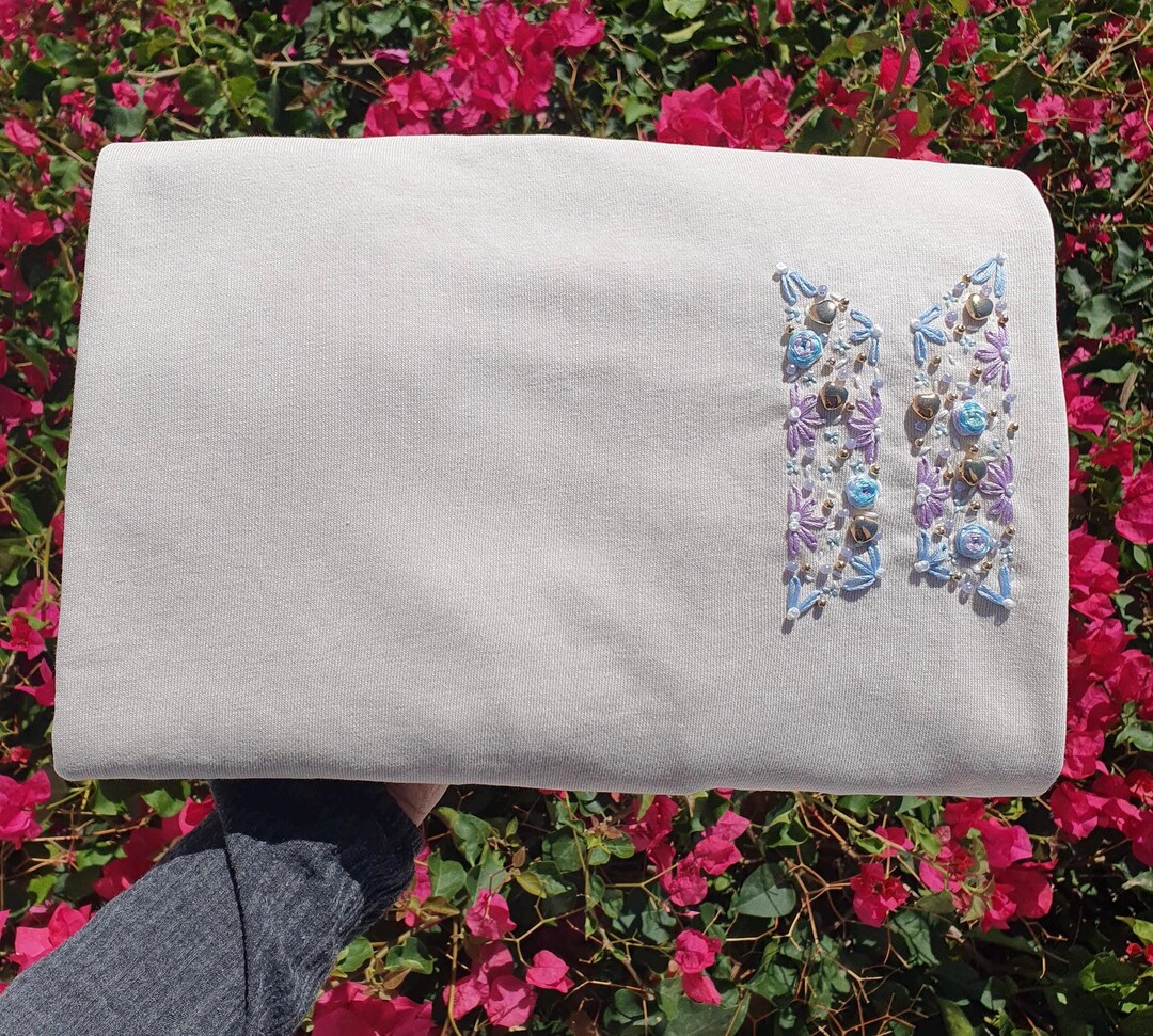 BTS Flower Embroidered Sweatshirt // Logo Inspired Sweatshirt - Etsy