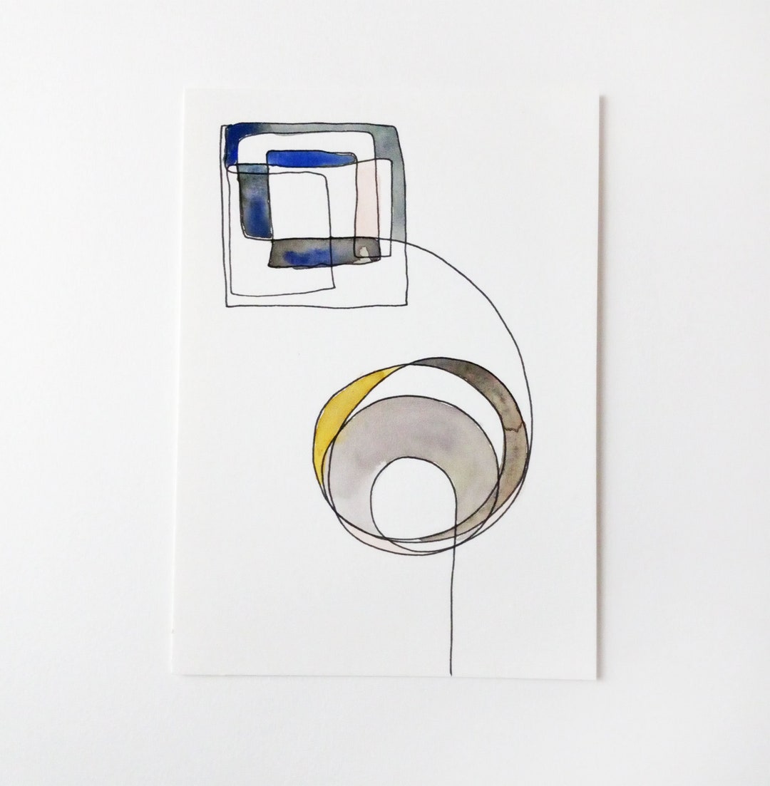 Abstract Lines and Color Shapes Painting in Neutral Hues, Minimalist ...