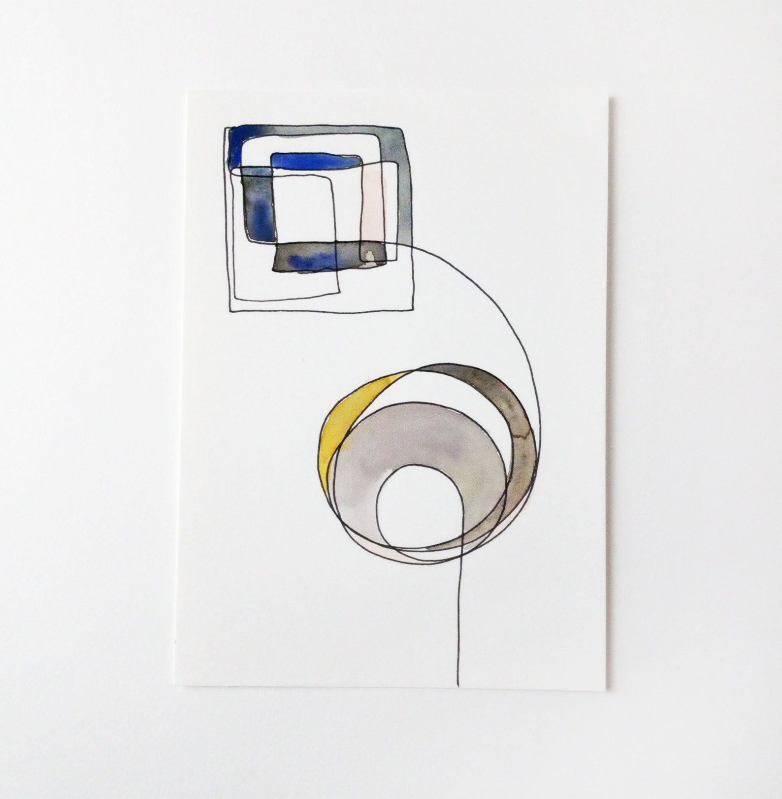 Abstract Lines and Color Shapes Painting in Neutral Hues, Minimalist ...