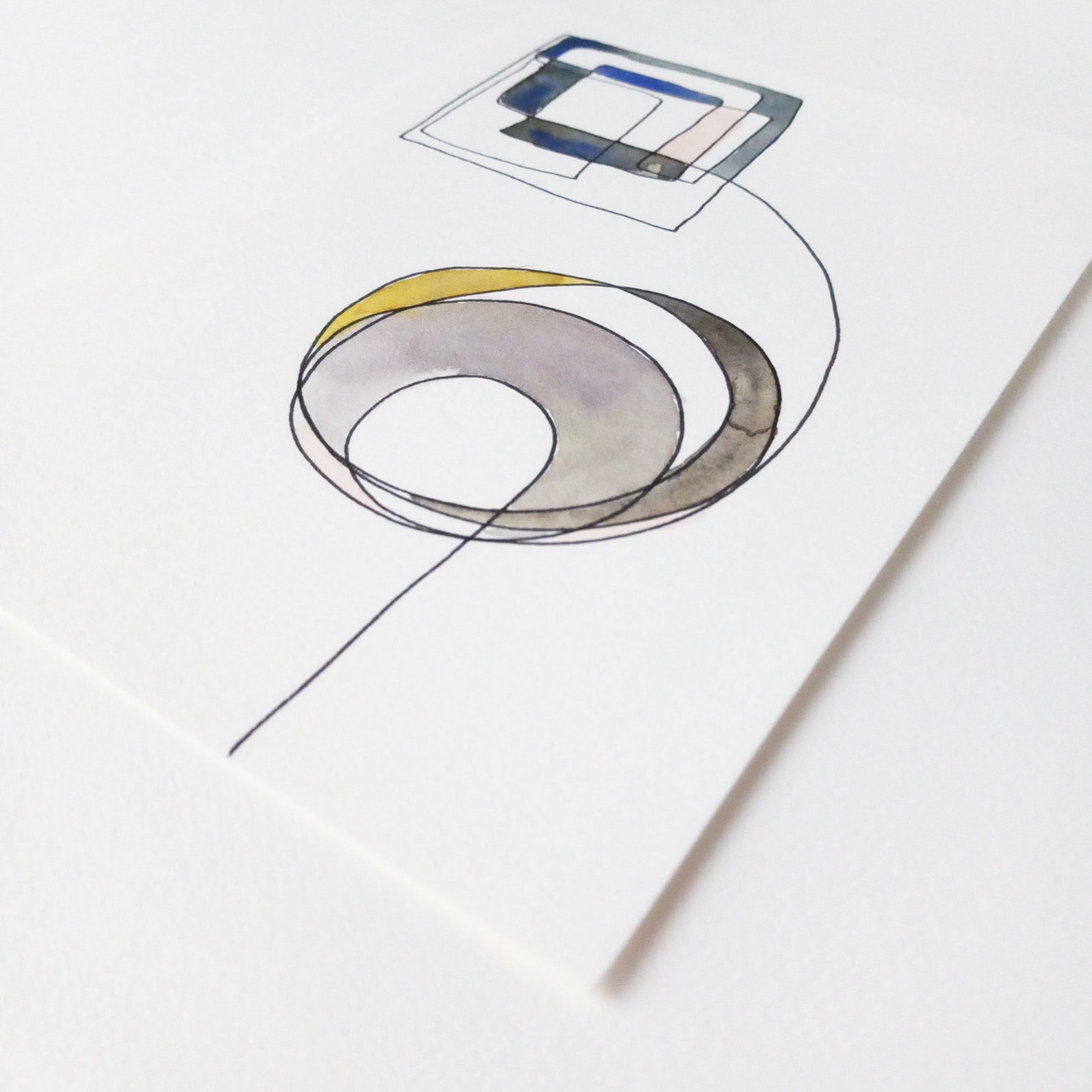 Abstract Lines and Color Shapes Painting in Neutral Hues, Minimalist ...