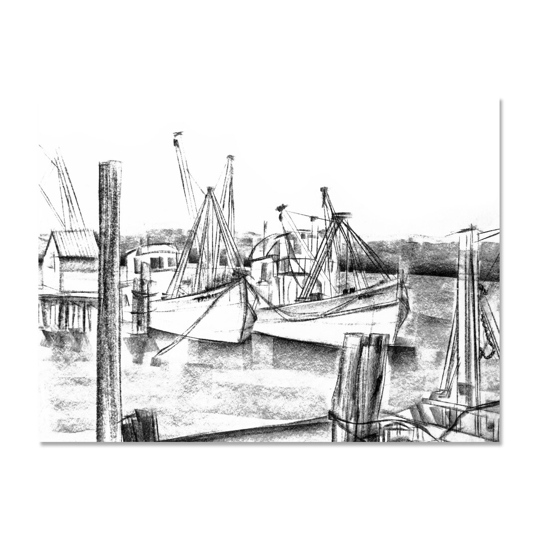 Fishing Boats Drawing Print of Original Sketch of Boats in - Etsy