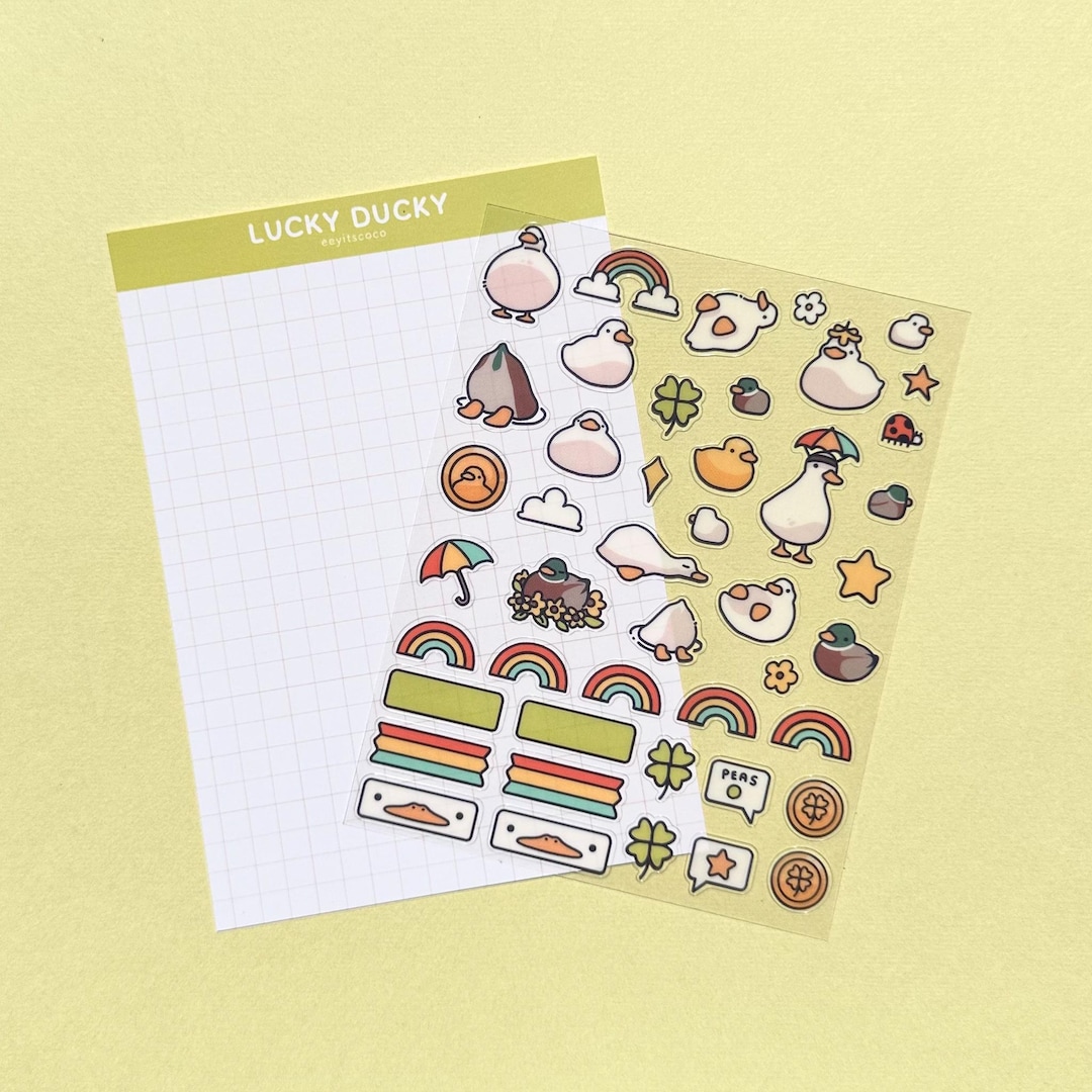 Lucky Ducky A6 Clear Sticker Sheet - Etsy