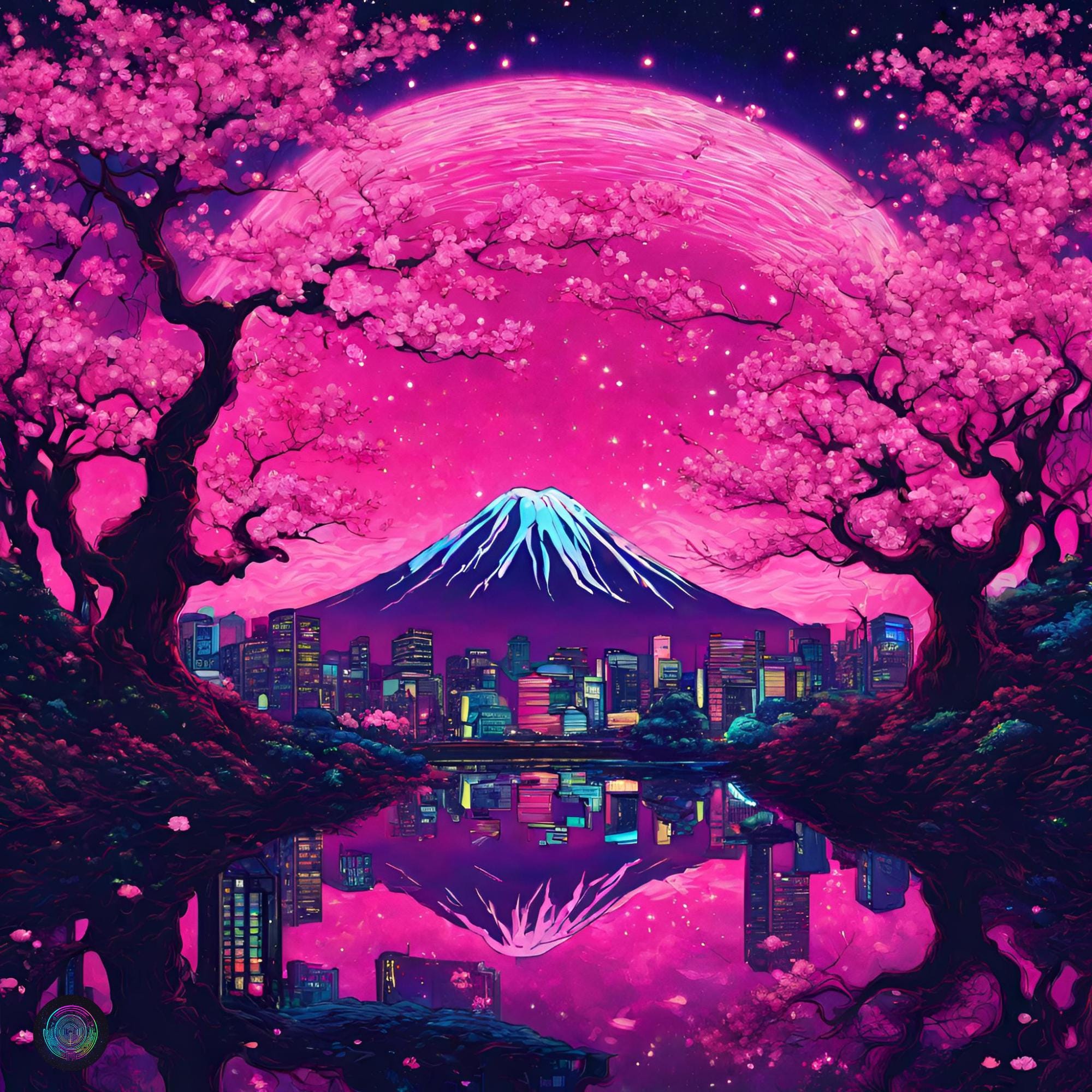 Psychedelic Mount Fuji Black Light Reactive Tapestry, Psytrance UV ...