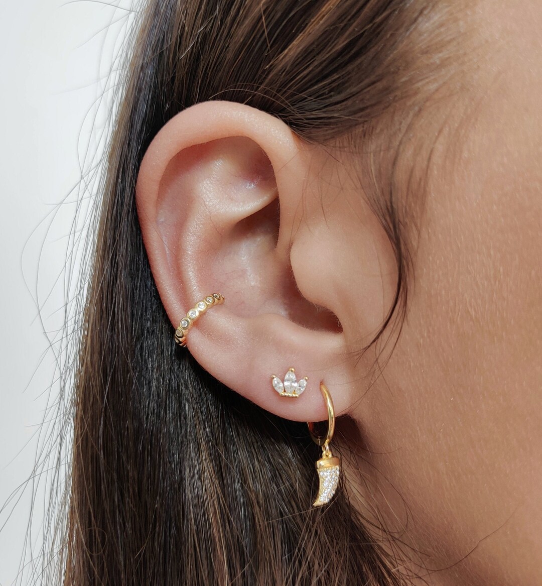 Mini Cuerno Criollo - Oro Plateado - Pequeño Pendiente Criollo Cuerno ...