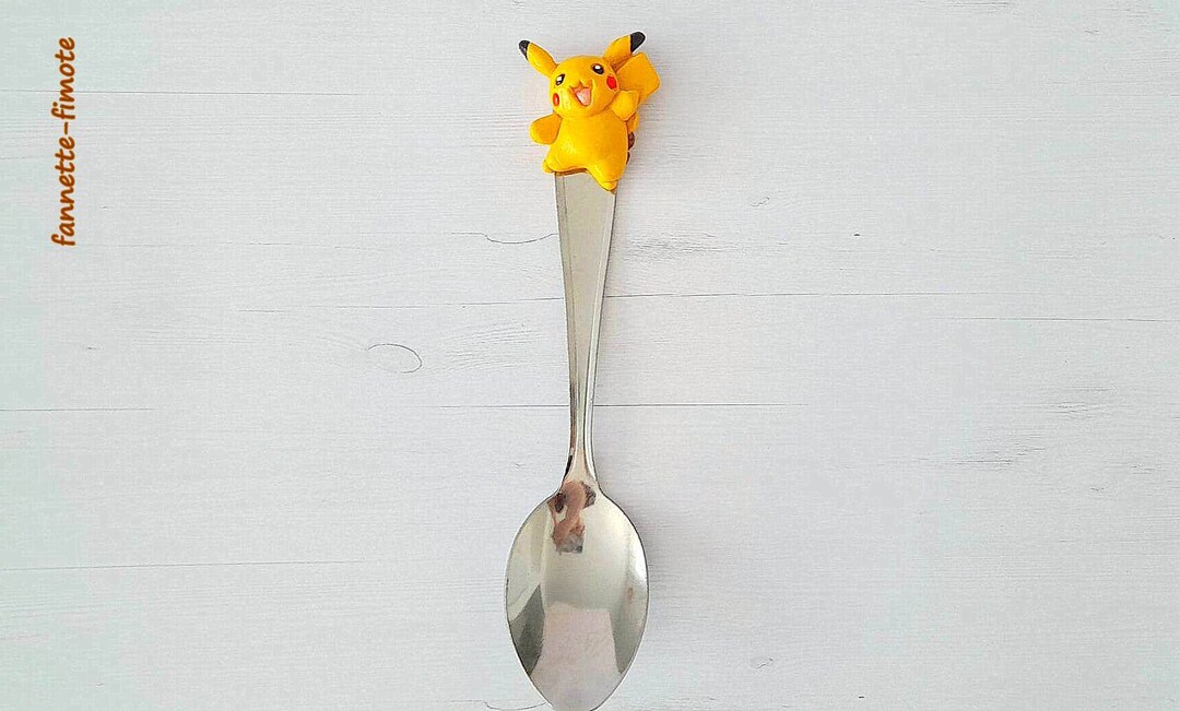Stainless Steel Spoon Fimo Polymer Clay Pokémon Pikachu Yellow Handmade ...